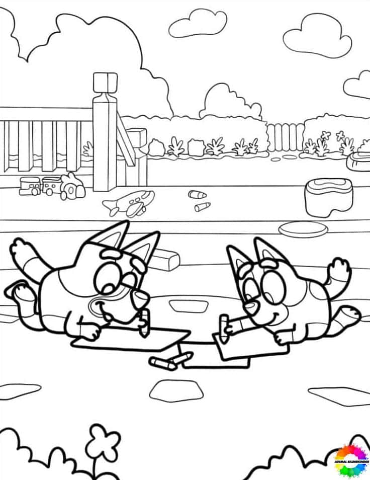 Bluey ausmalbilder kostenlose zum ausdrucken für kinder