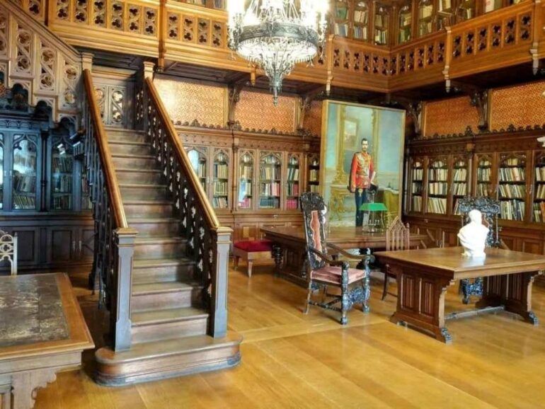 View of the Gothic Library of Emperor Nicholas II in the Winter Palace ...