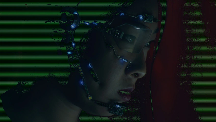 Digital green Line Glitch Effect